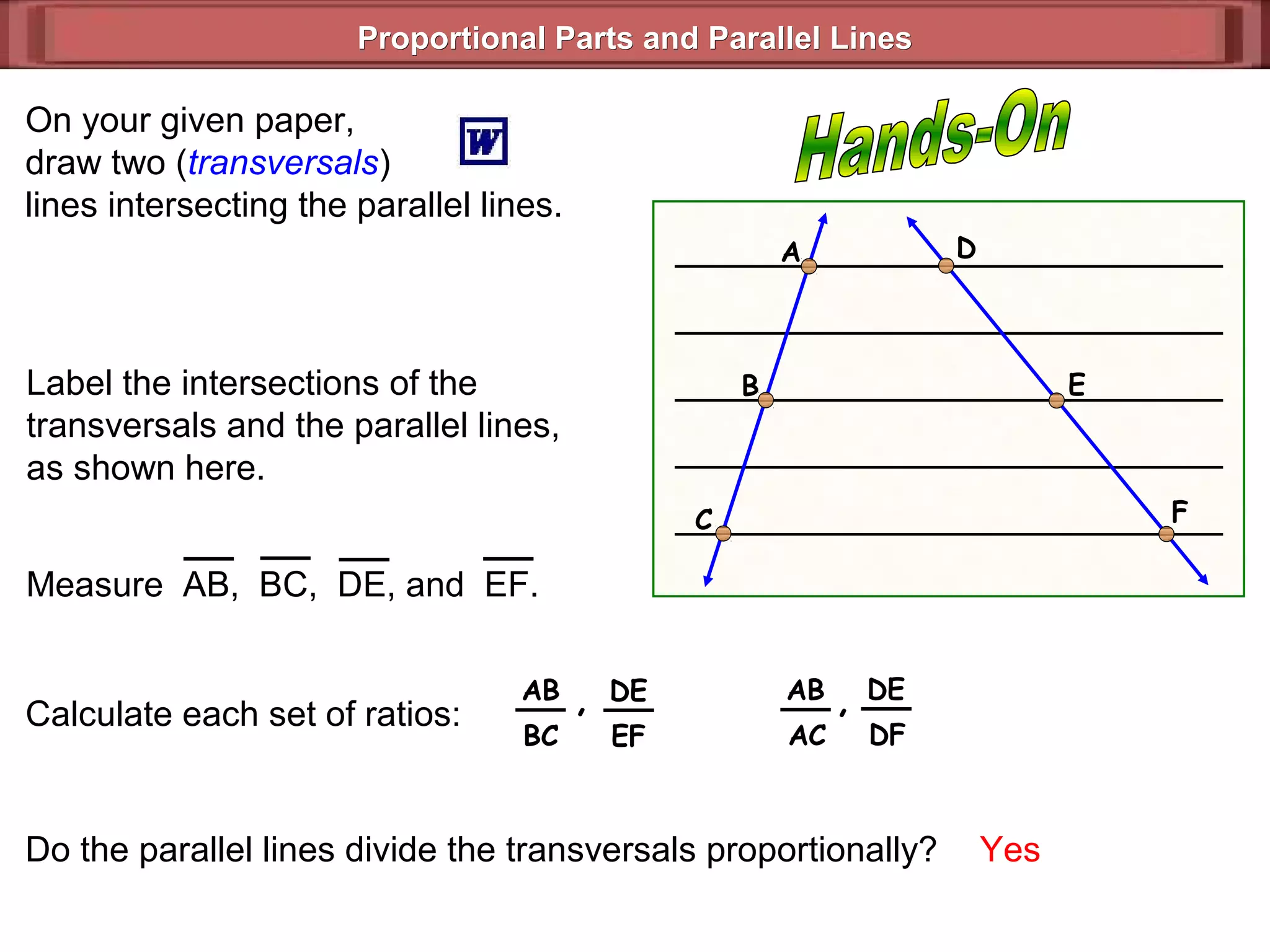 9 6 proportional parts and parallel lines | PPT