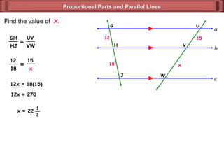 9 6 proportional parts and parallel lines | PPT