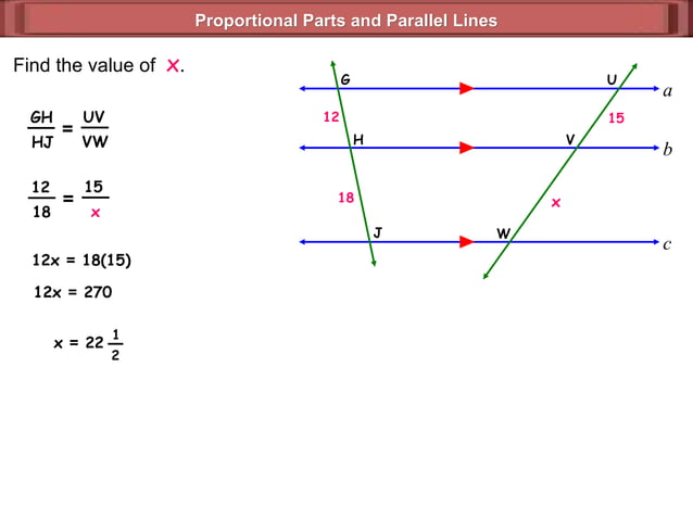 9 6 proportional parts and parallel lines | PPT
