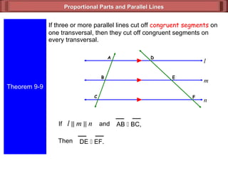 9 6 proportional parts and parallel lines | PPT