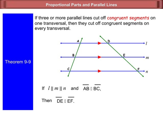 9 6 proportional parts and parallel lines | PPT