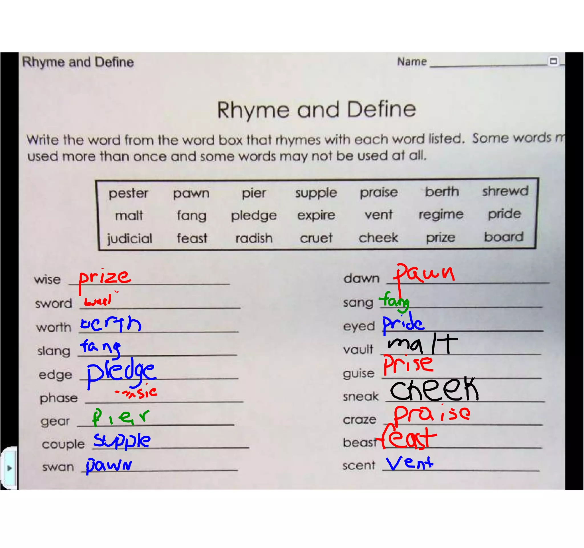 9.7.11 spelling words definition 1 10 | PPTX