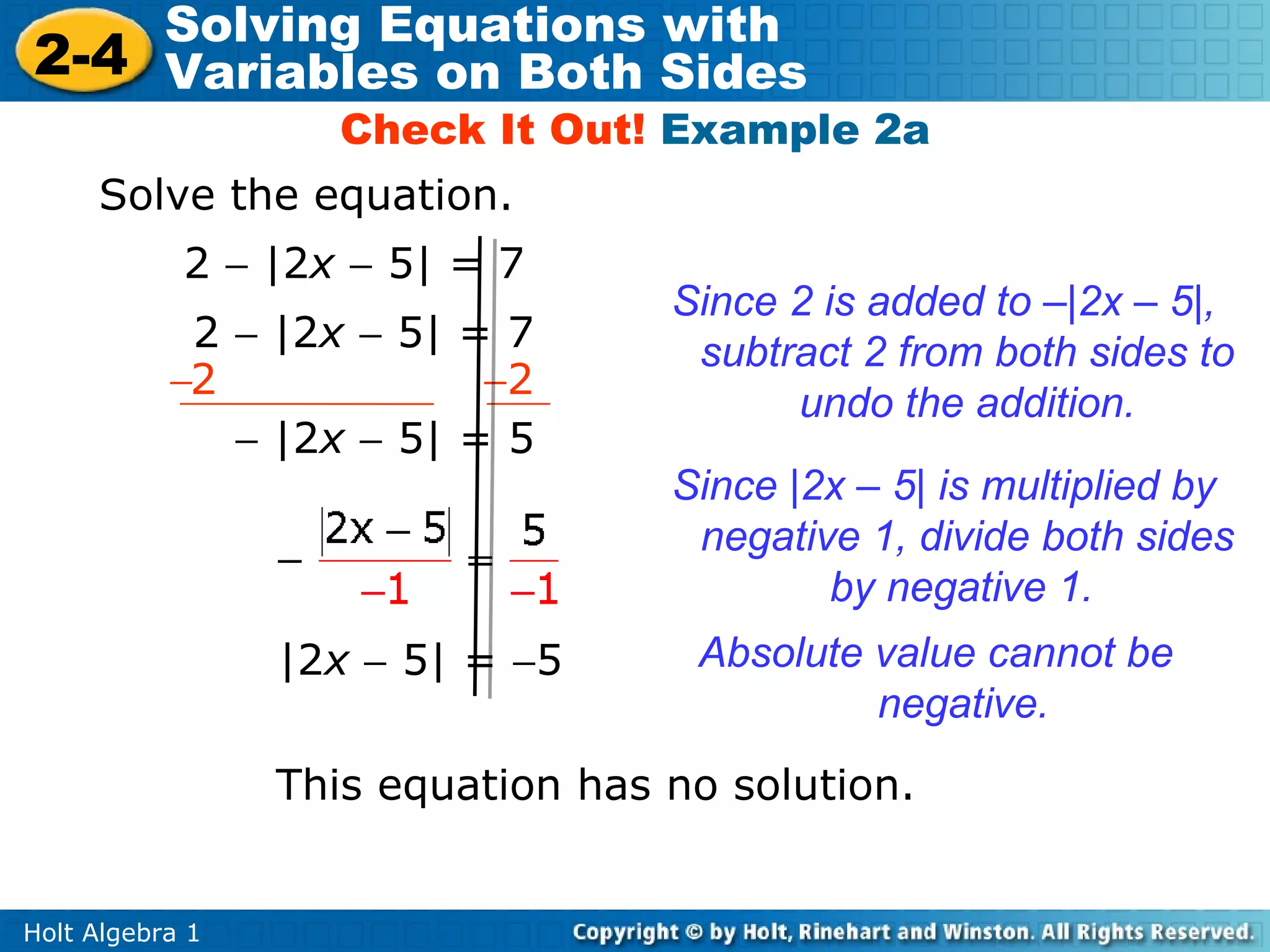 Algebra 1. 9.7 Lesson. Absolute Value | PPT