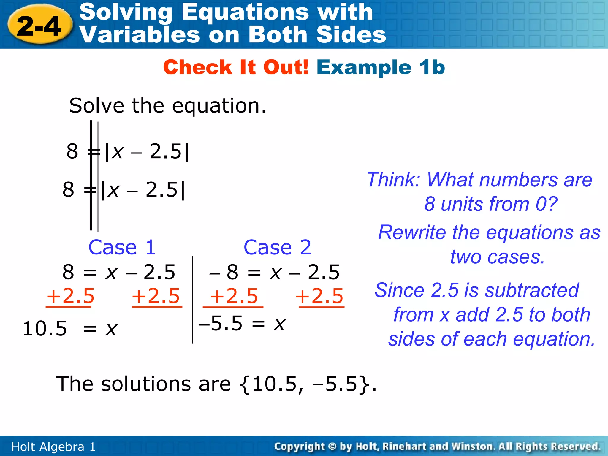 Algebra 1. 9.7 Lesson. Absolute Value | PPT