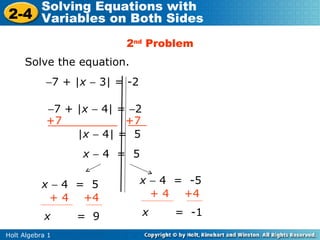 Algebra 1. 9.7 Lesson. Absolute Value | PPT