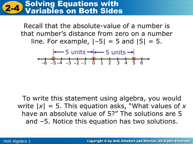 Algebra 1. 9.7 Lesson. Absolute Value | PPT