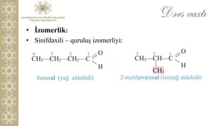 9 aldehidler, adlandirilmasi, izomerliyi | PPTX