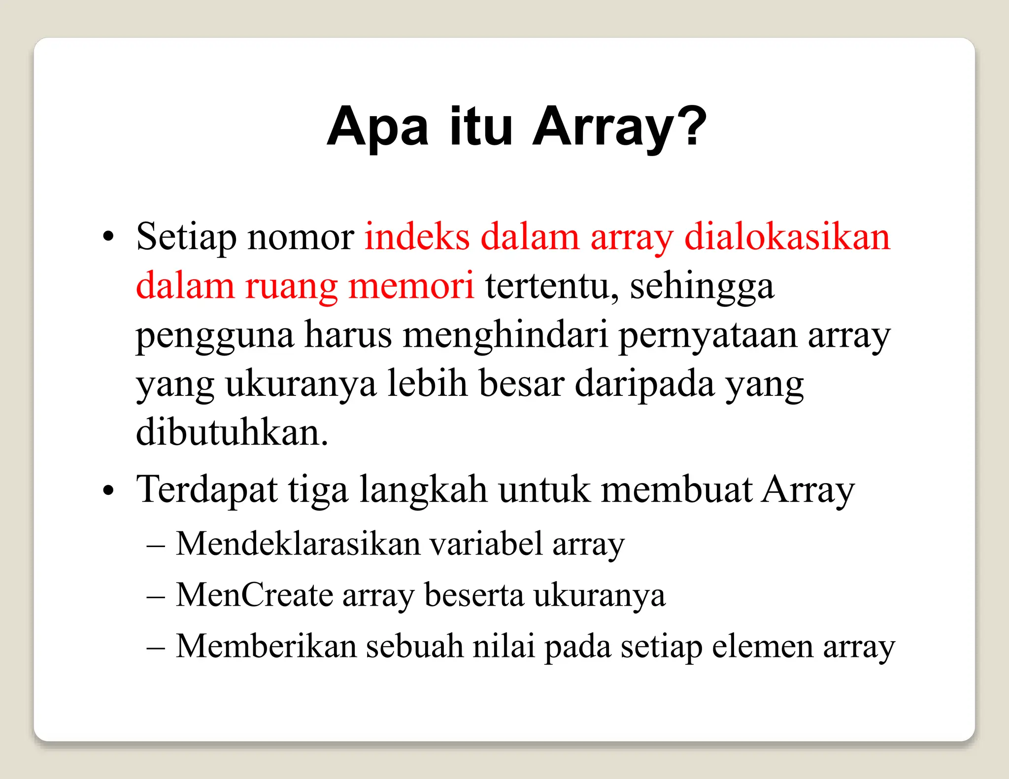 Array objek yang digunakan untuk menyimpan banyak data | PPTX
