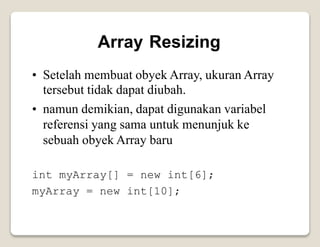 Array objek yang digunakan untuk menyimpan banyak data | PPT