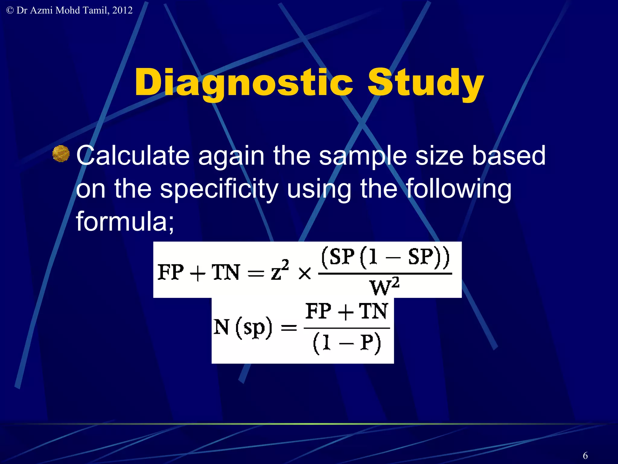 9. Calculate samplesize for diagnostic study | PPT