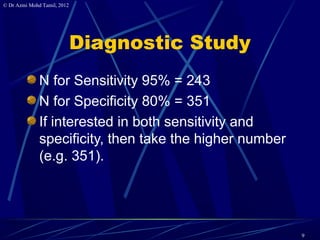 9. Calculate samplesize for diagnostic study | PPT