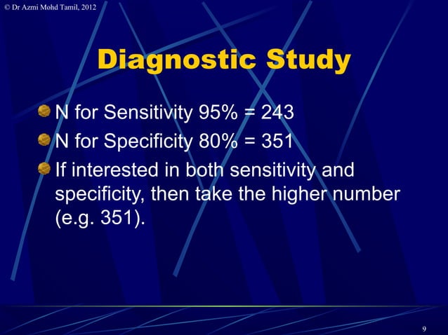 9. Calculate samplesize for diagnostic study | PPT | Medical Tests ...