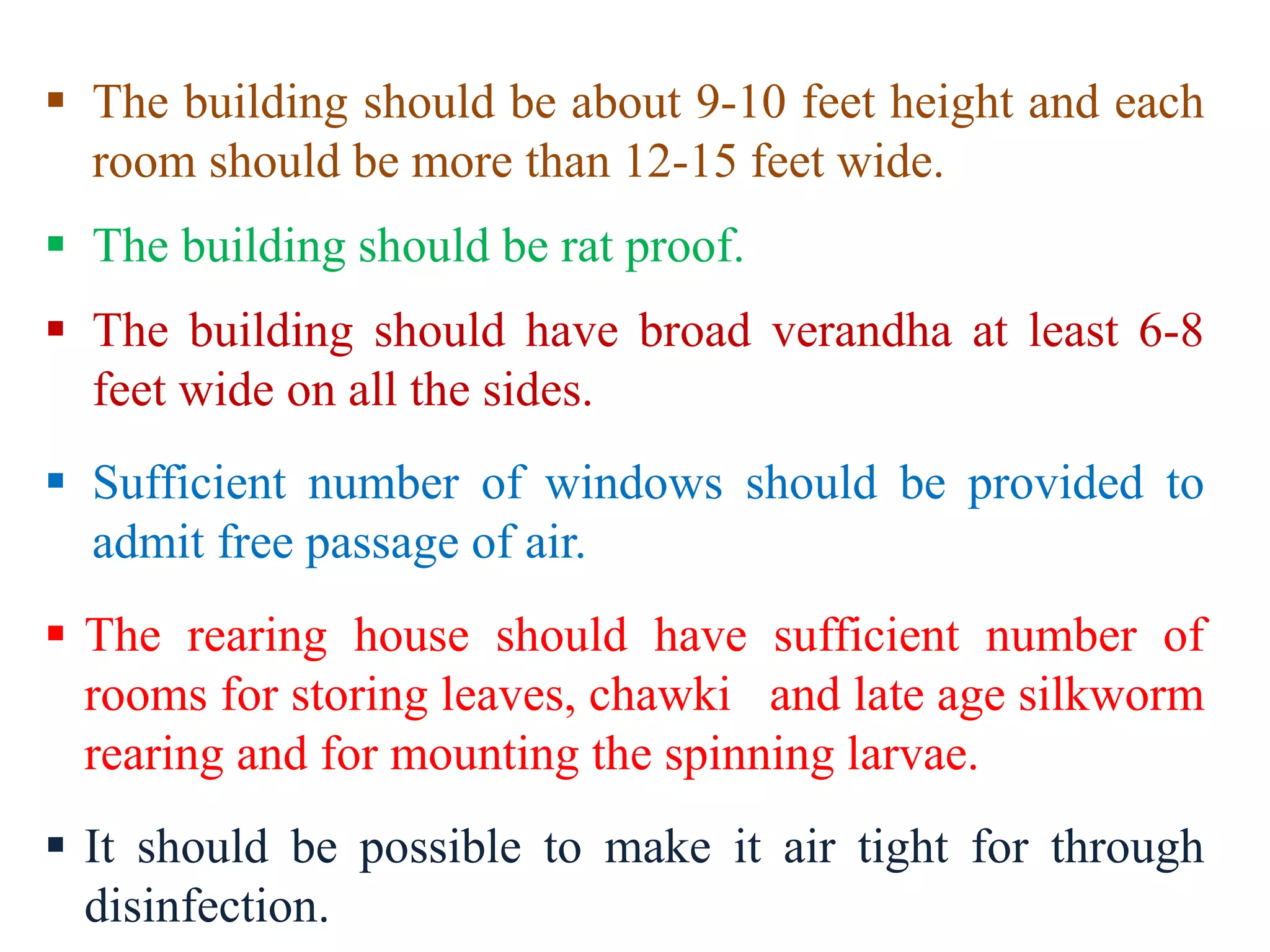 9 chapter silkworm rearing plan , rearing house plan and equipments | PPTX