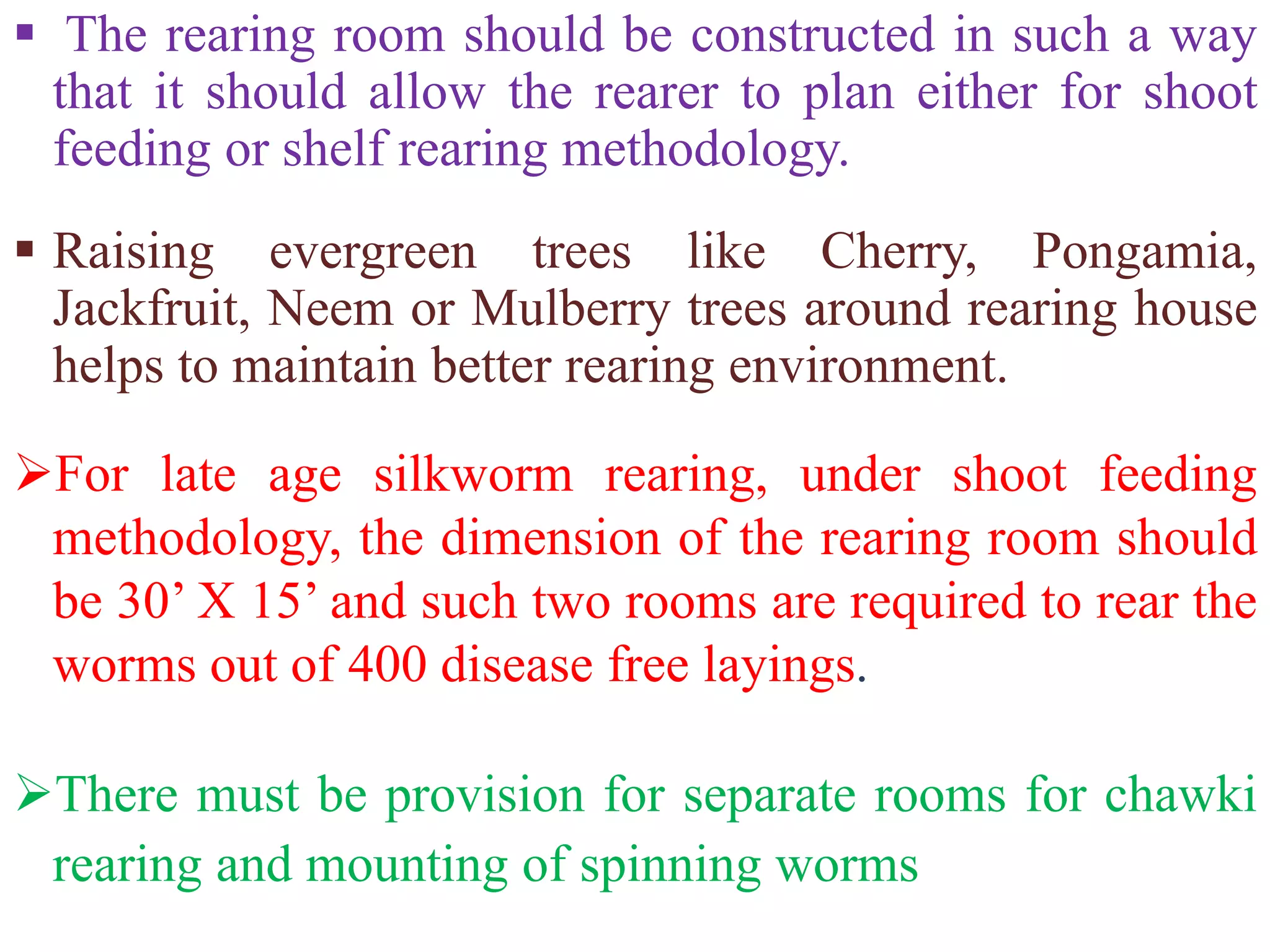 9 chapter silkworm rearing plan , rearing house plan and equipments | PPTX