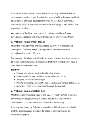 9 Common Challenges in the Software Development Process | PDF