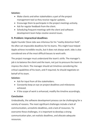 9 Common Challenges in the Software Development Process | PDF