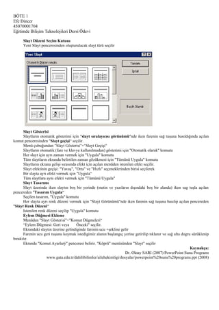 Sunu Hazırlama Programları (PowerPoint) | DOC