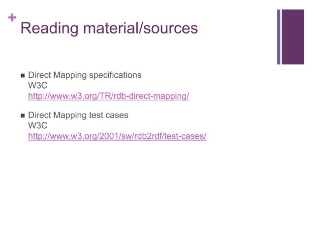 SWT Lecture Session 9 - RDB2RDF direct mapping | PPT