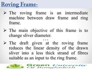Drafting Zone Of Roving/Speed/Simplex Frame Machine | PDF