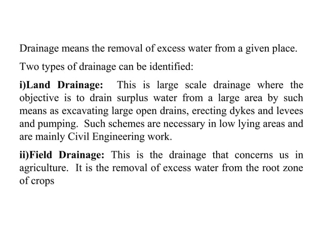 Drainage Engineering (Drainage and design of drainage systems) | PPT