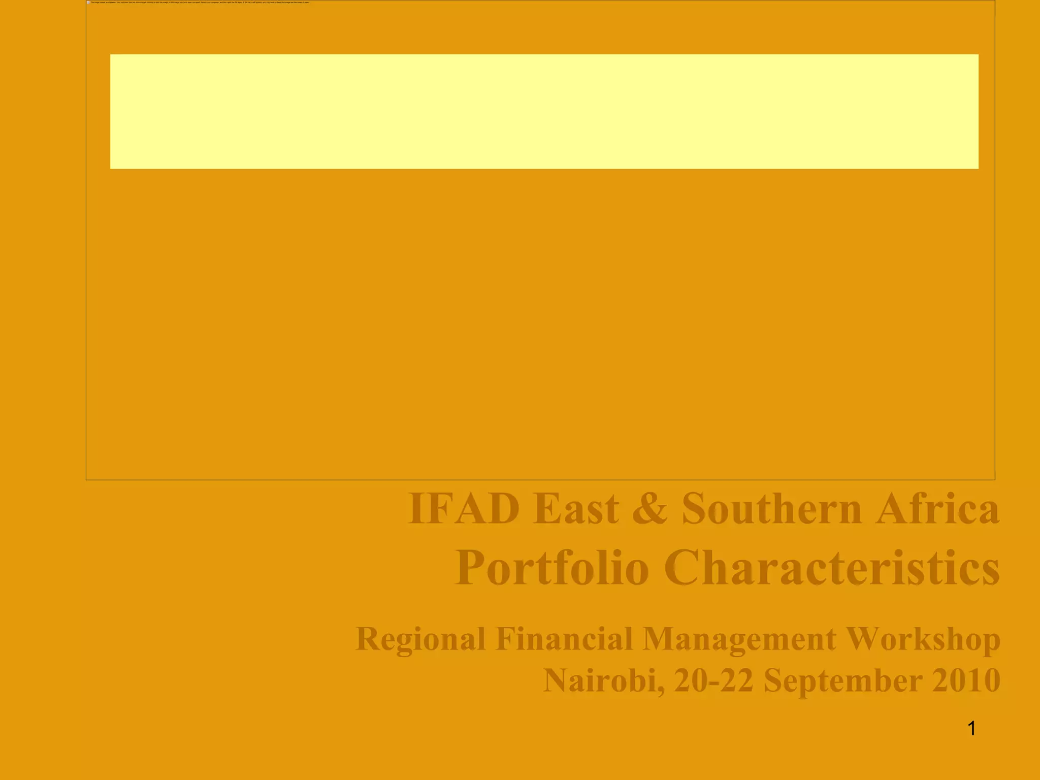 IFAD East & Southern Africa Portfolio Characteristics | PPT