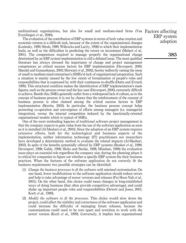 9. Factors Affecting Erp System Adoption | PDF