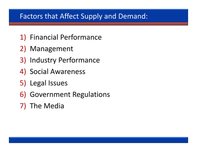 Factor That Affect Supply And Demand | PPT