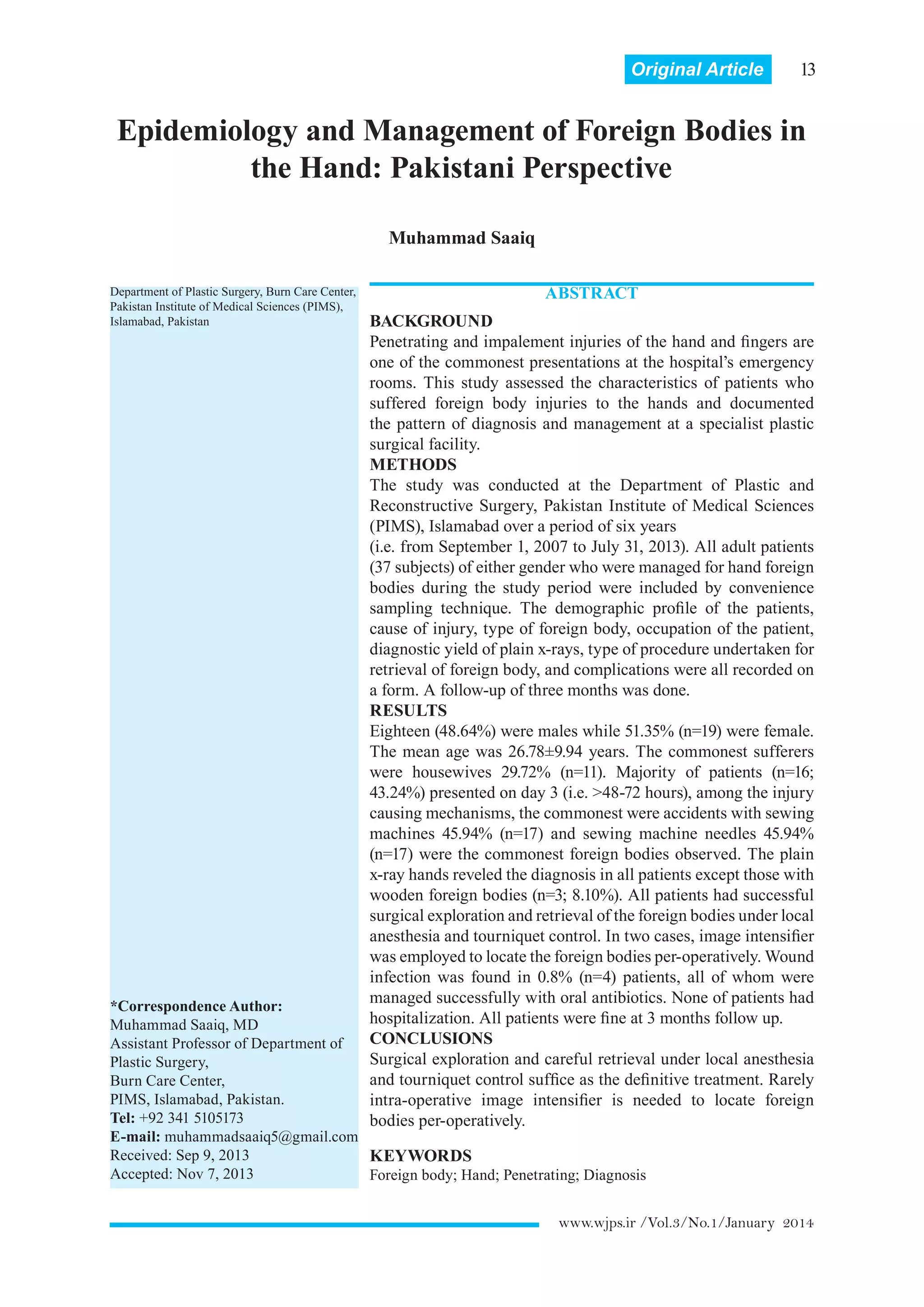 Foreign body hand | PDF