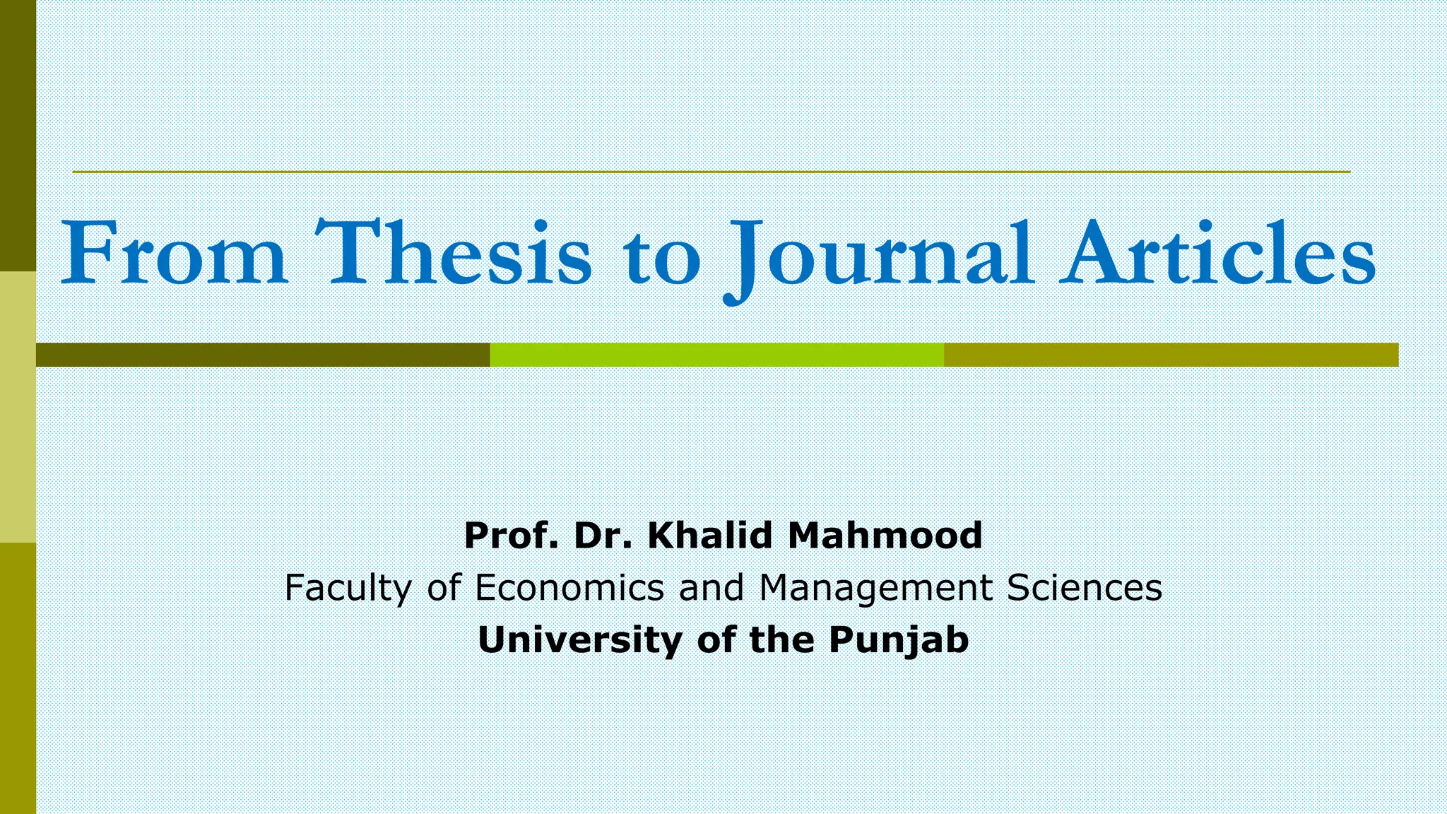 From thesis to journal articles | PPT