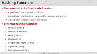 Hashing techniques discussion and examples | PPTX