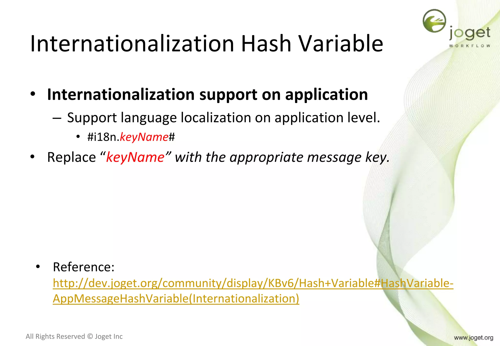 Joget Workflow V6 Training Slides 9 Hash Variable Ppt