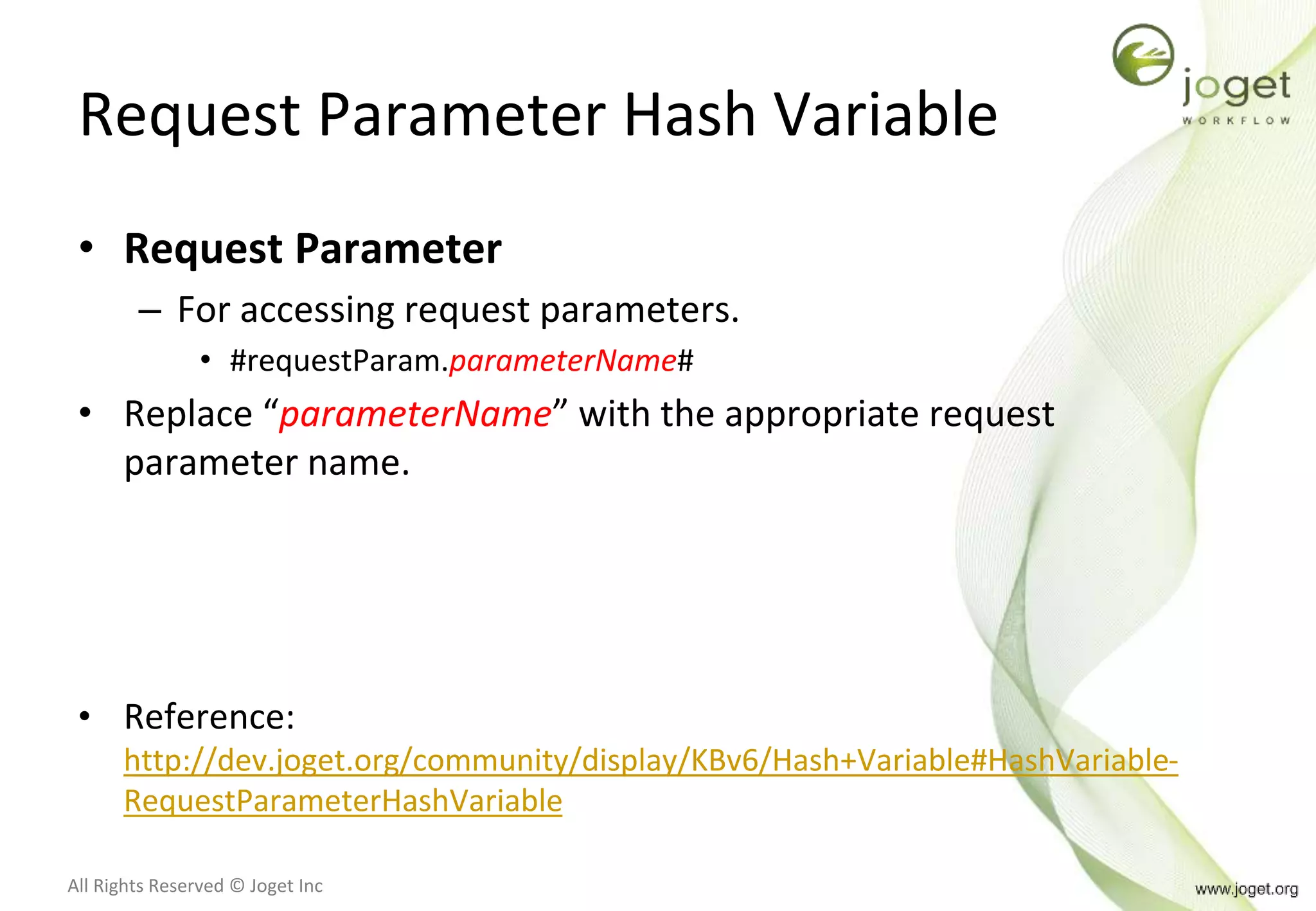 Joget Workflow v6 Training Slides - 9 - Hash Variable | PPTX