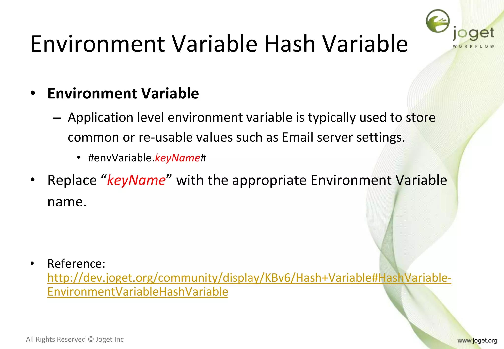 Joget Workflow v6 Training Slides - 9 - Hash Variable | PPTX