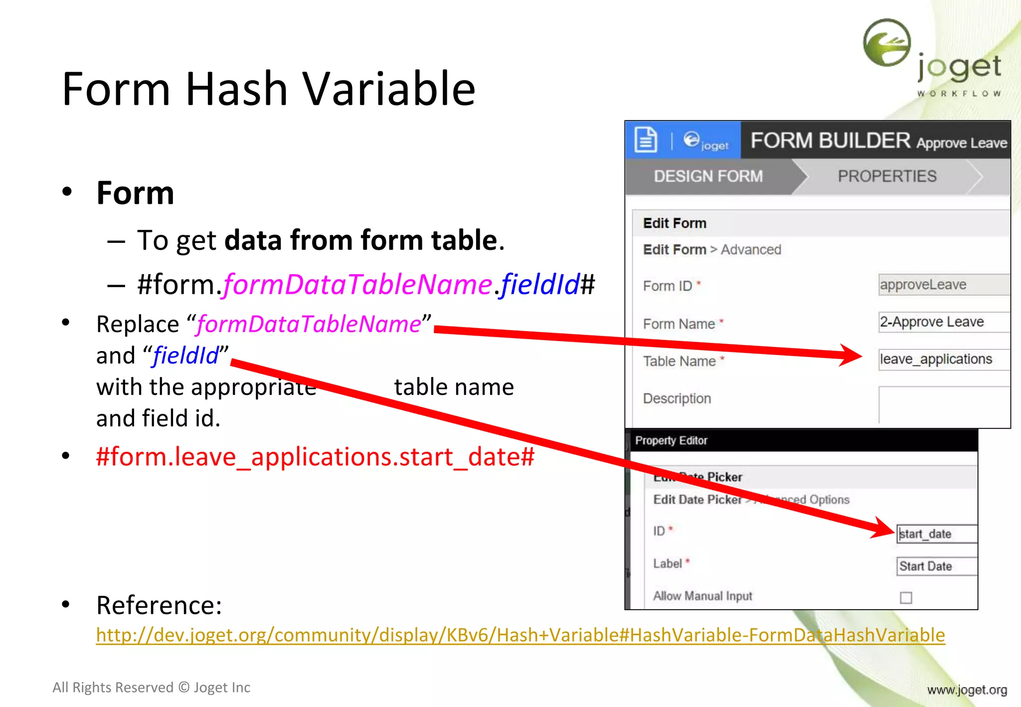 Joget Workflow v6 Training Slides - 9 - Hash Variable | PPTX