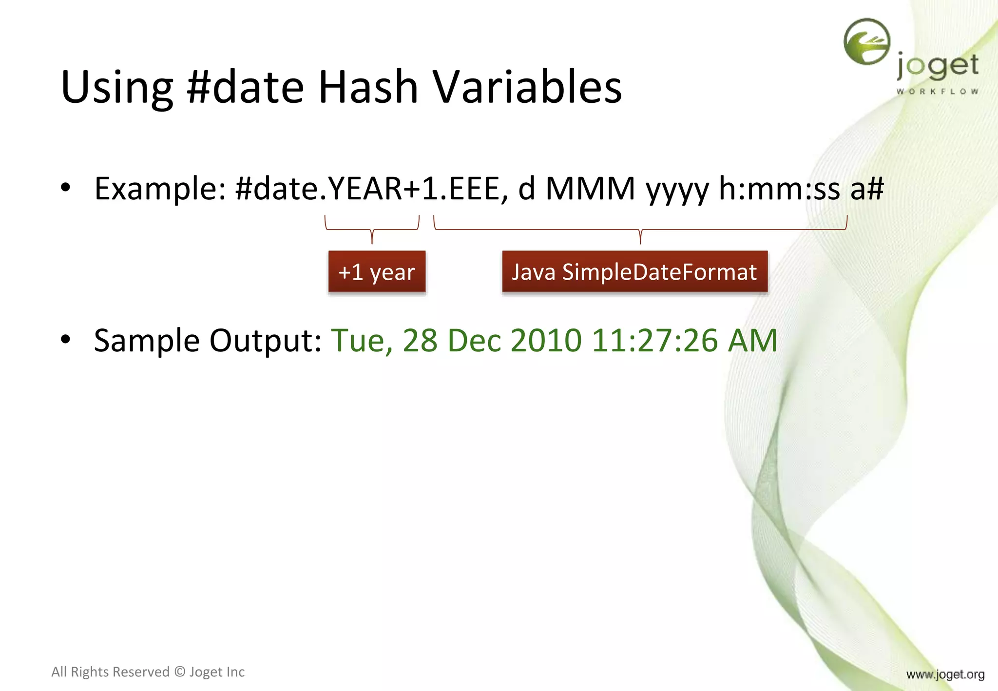 Joget Workflow v6 Training Slides - 9 - Hash Variable | PPT