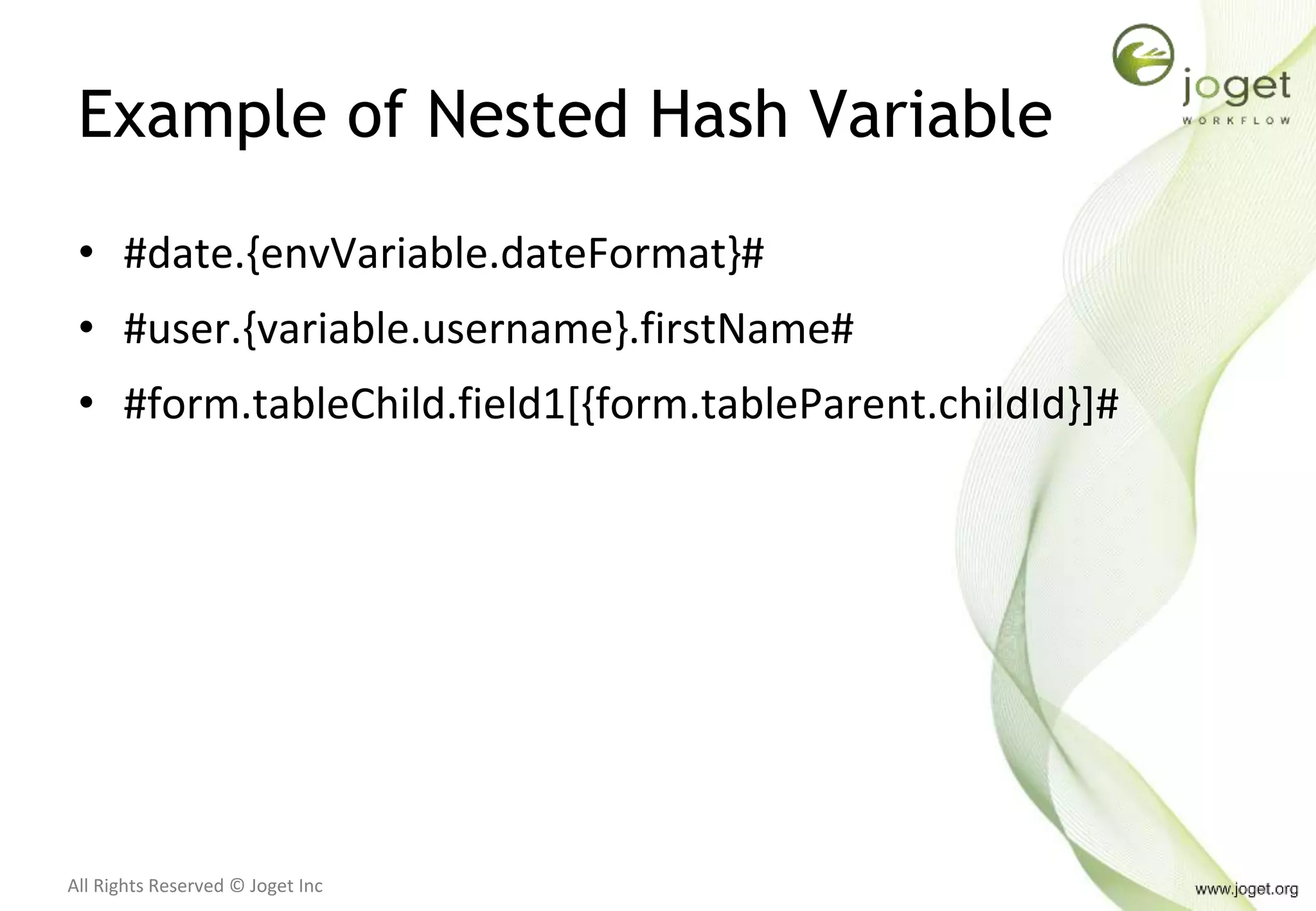 Joget Workflow V6 Training Slides 9 Hash Variable Ppt 9459
