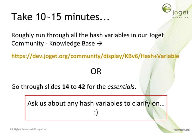 Joget Workflow v6 Training Slides - 9 - Hash Variable | PPT