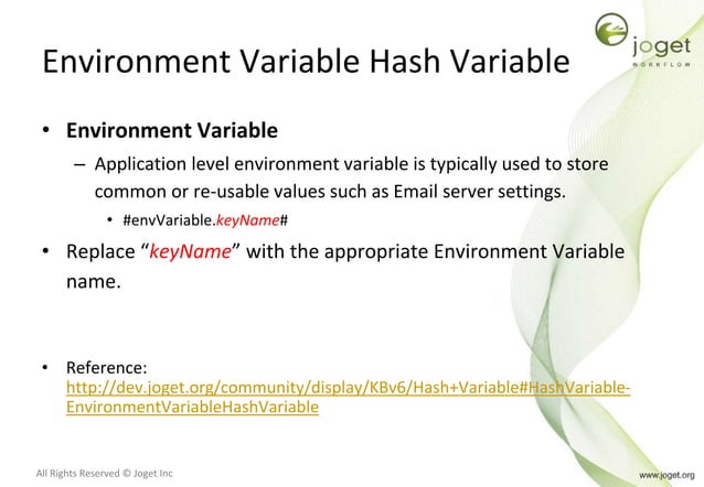 Joget Workflow V6 Training Slides 9 Hash Variable Ppt