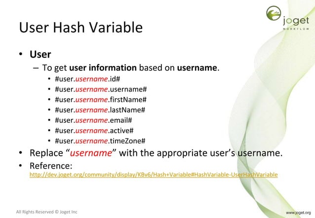 Joget Workflow v6 Training Slides - 9 - Hash Variable | PPT