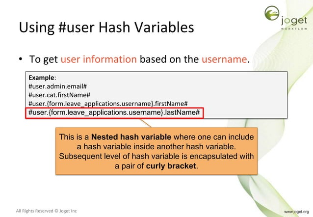 Joget Workflow v6 Training Slides - 9 - Hash Variable | PPT