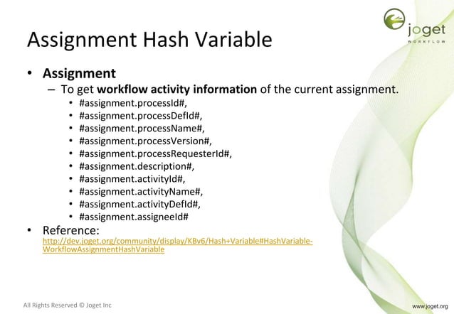 Joget Workflow v6 Training Slides - 9 - Hash Variable | PPT