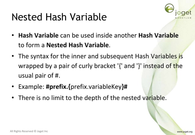 Joget Workflow V6 Training Slides 9 Hash Variable Ppt