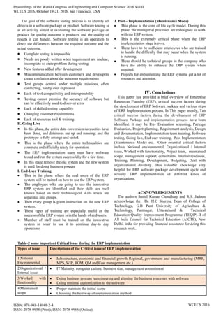 Identification of Critical Issues and Solutions during ERP Software ...