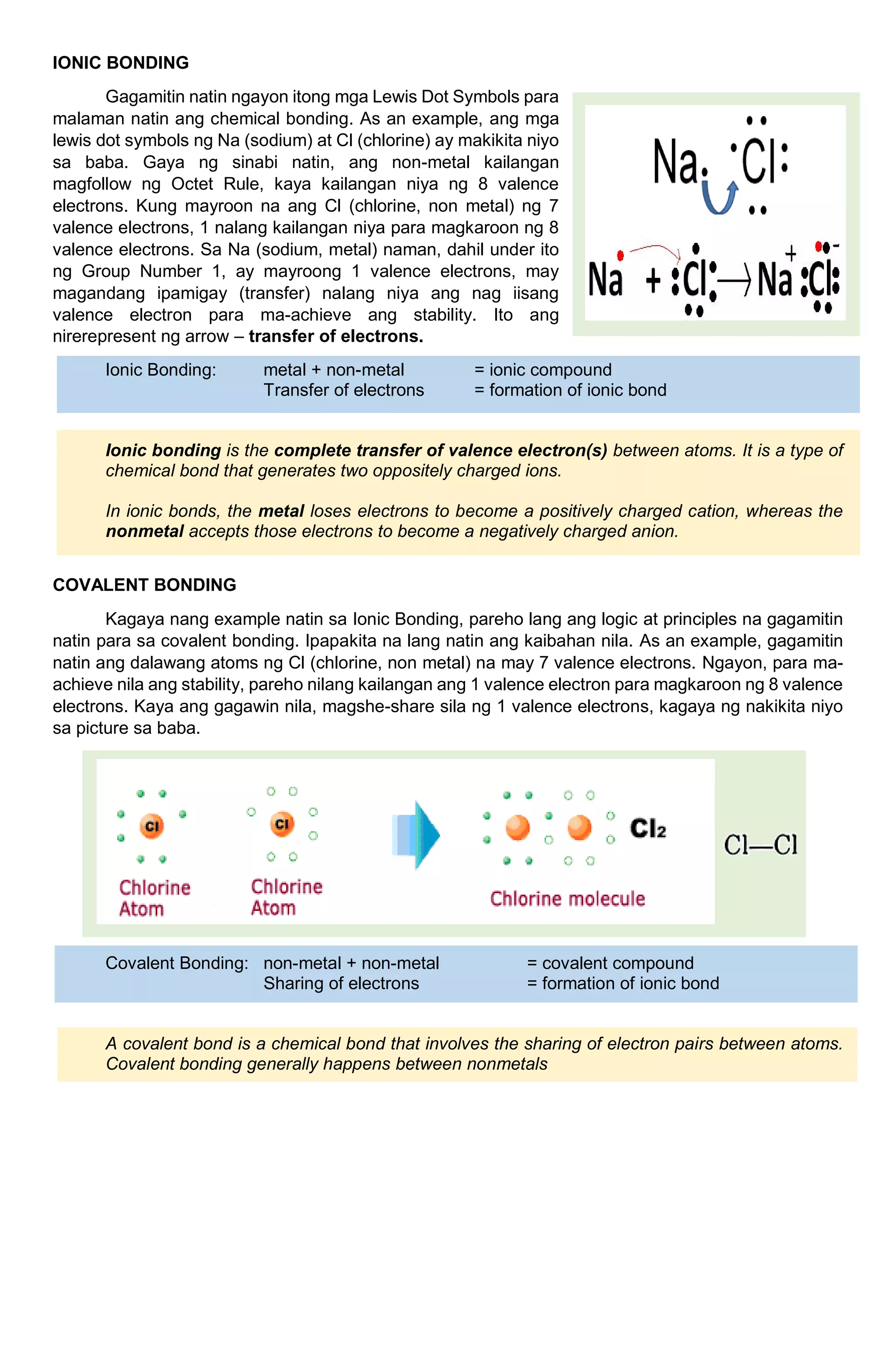 Introduction to Chemical Bonding - TAGLISH Version | PDF