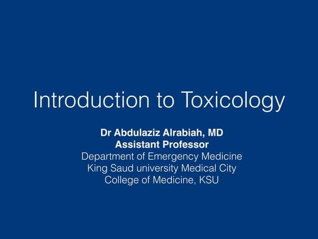 introduction to Toxicology | PPT