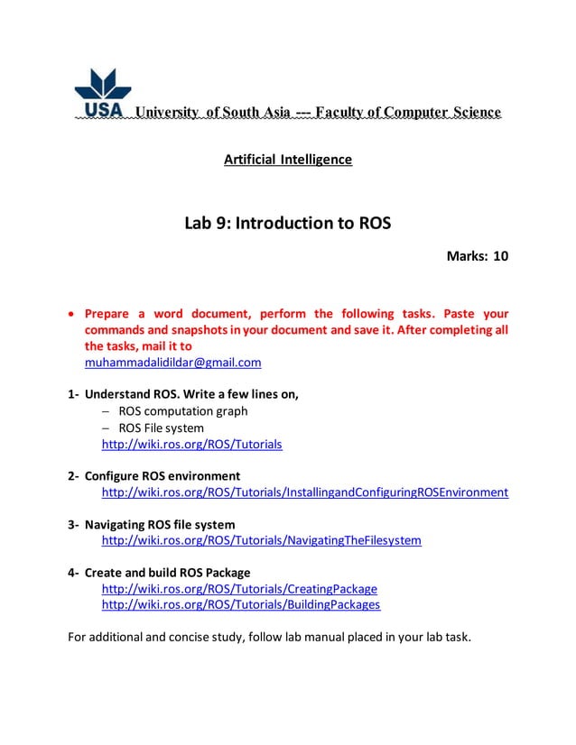 INTRO TO ROS ROBOTIC OPERATING SYSTEM | DOCX
