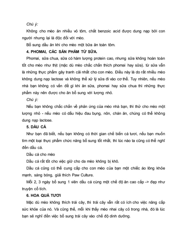 9 LOẠI THỨC ĂN TỐT NHẤT CHO MÈO | PDF