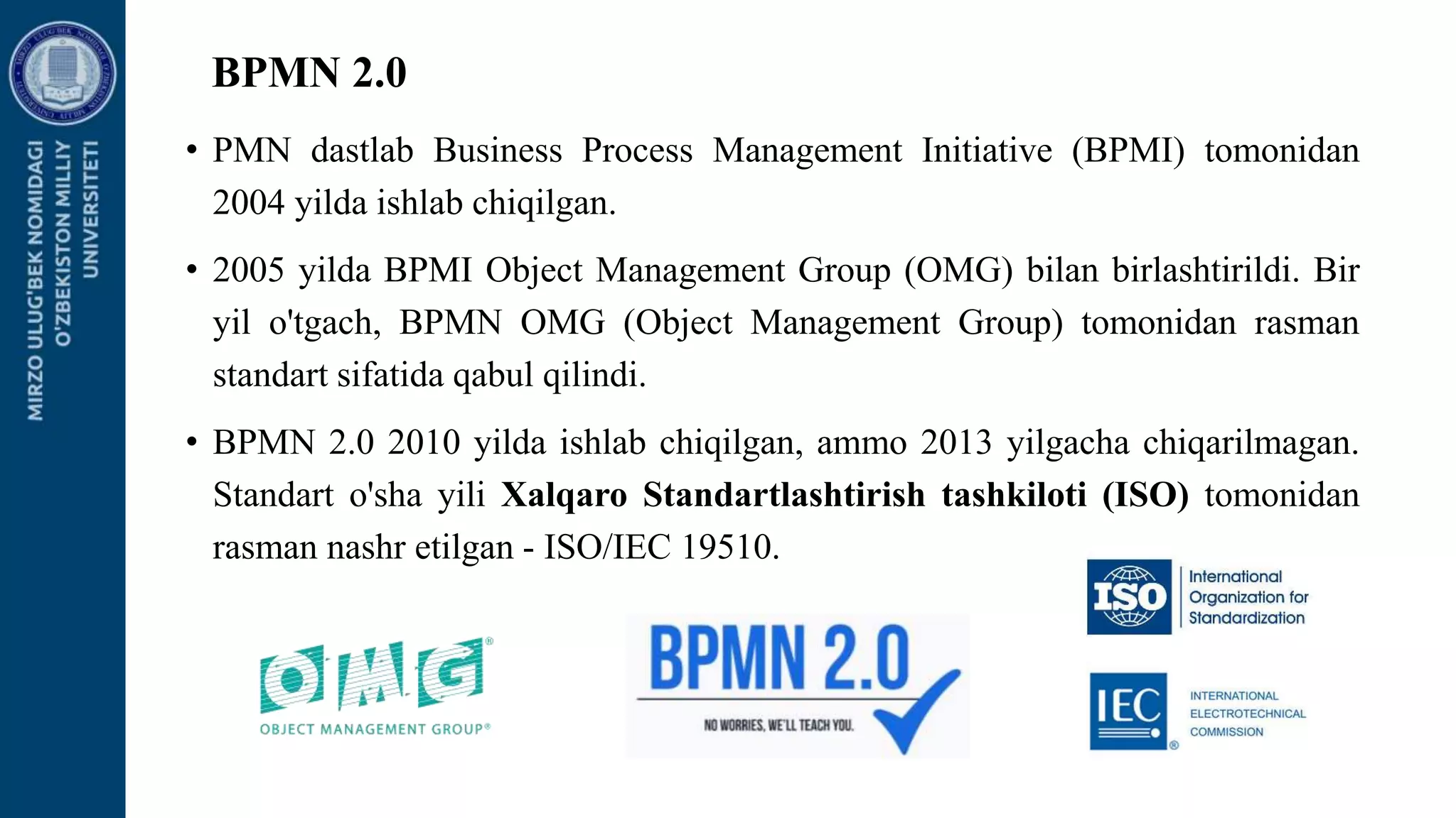 BPMN 2.0 spetsifikatsiyasi | PPTX