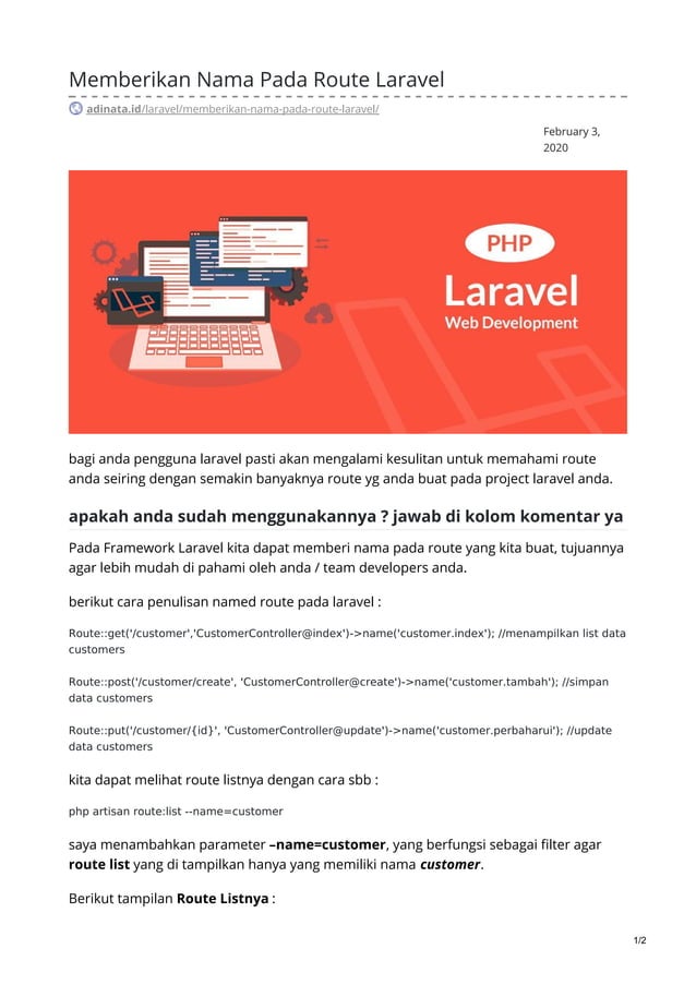 memberikan nama pada route laravel | PDF