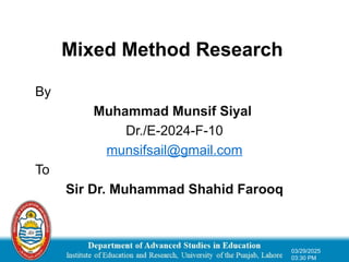 Introduction to Mixed Method Research in Education | PPTX